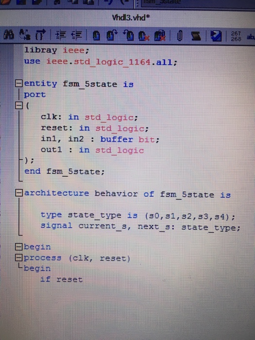 Solved Create a VHDL text file for this state machine.This | Chegg.com