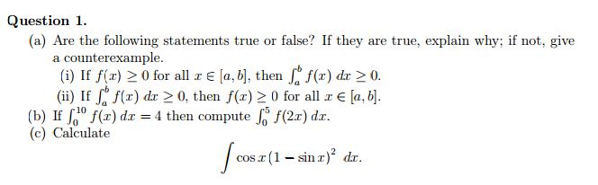 Solved (a) Are the following statements true or false? If | Chegg.com