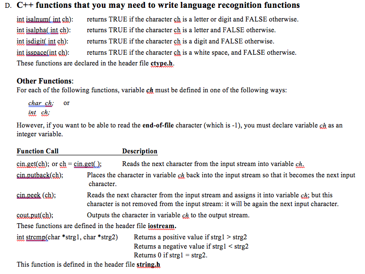Solved Object: Writing the language recognition functions of | Chegg.com