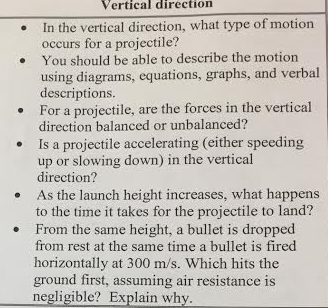 Solved In the vertical direction, what type of motion occurs | Chegg.com