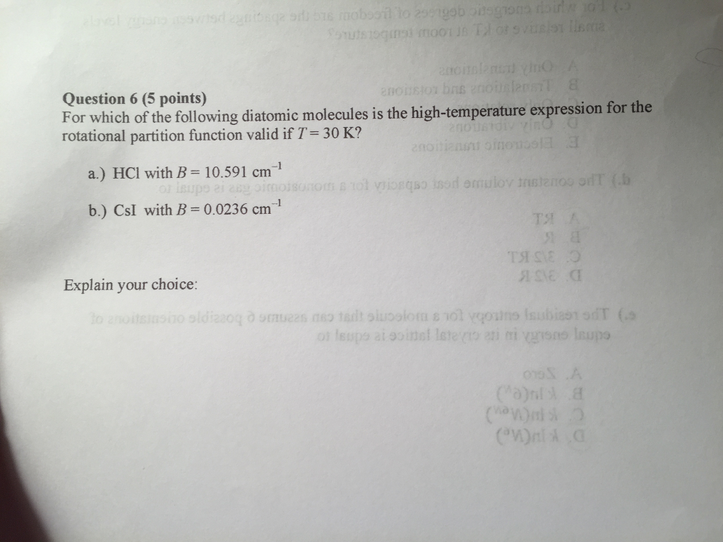 Solved For the following diatomic molecules is the | Chegg.com