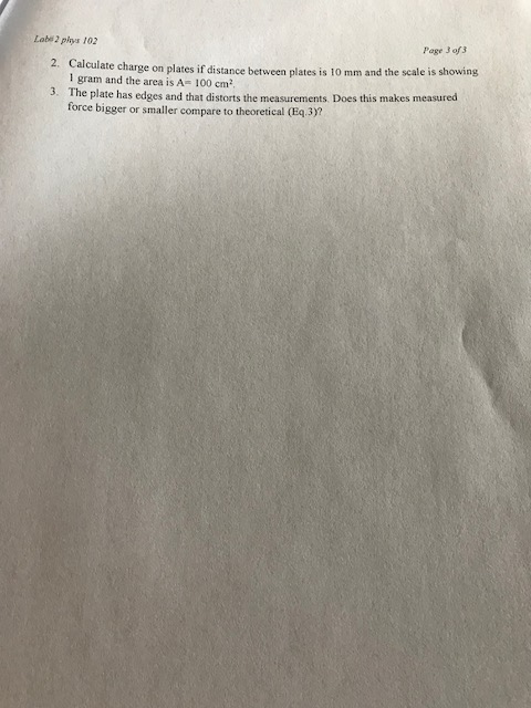 Solved Labi2 phys 102 Pagr lof3 Coulomb's Law. Force between | Chegg.com