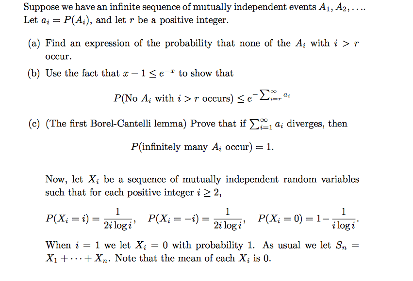 Suppose we have an infinite sequence of mutually | Chegg.com