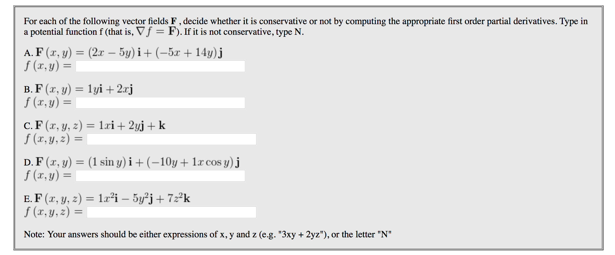 Solved For each of the following vector fields F, decide | Chegg.com