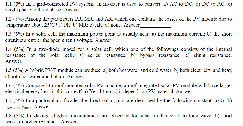 Solved In a grid-connected PV system, an inverter is used to | Chegg.com