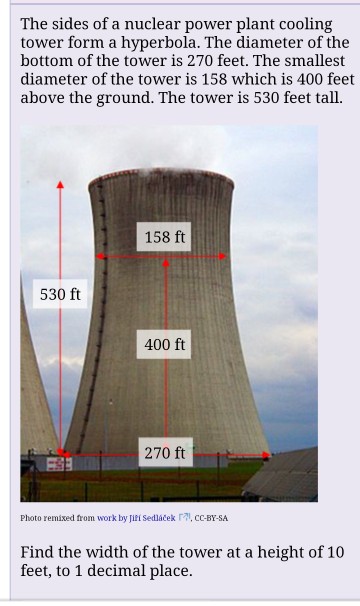 Solved The sides of a nuclear power plant cooling tower form | Chegg.com