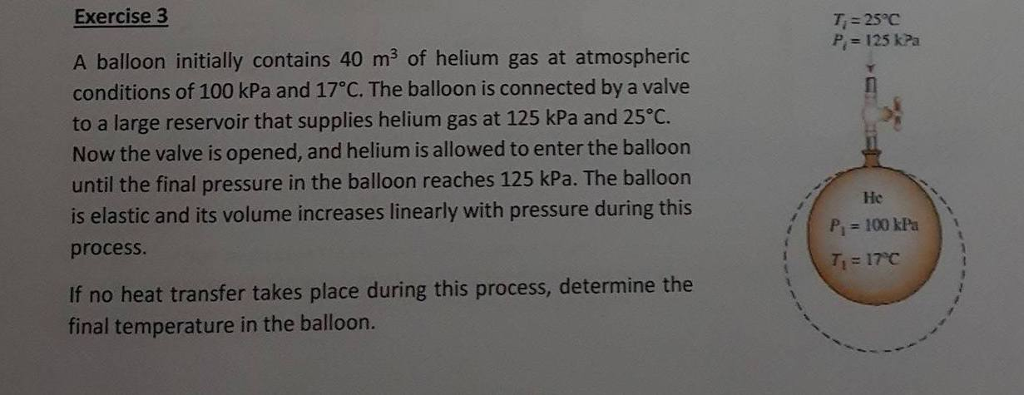 Solved A balloon initially contains 40 m^3 of helium gas at | Chegg.com