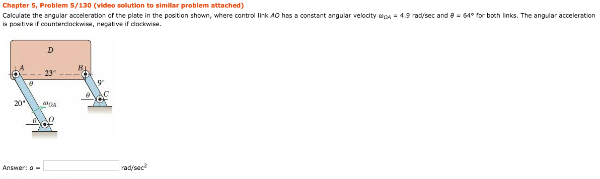 Calculate the angular acceleration of the plate in | Chegg.com