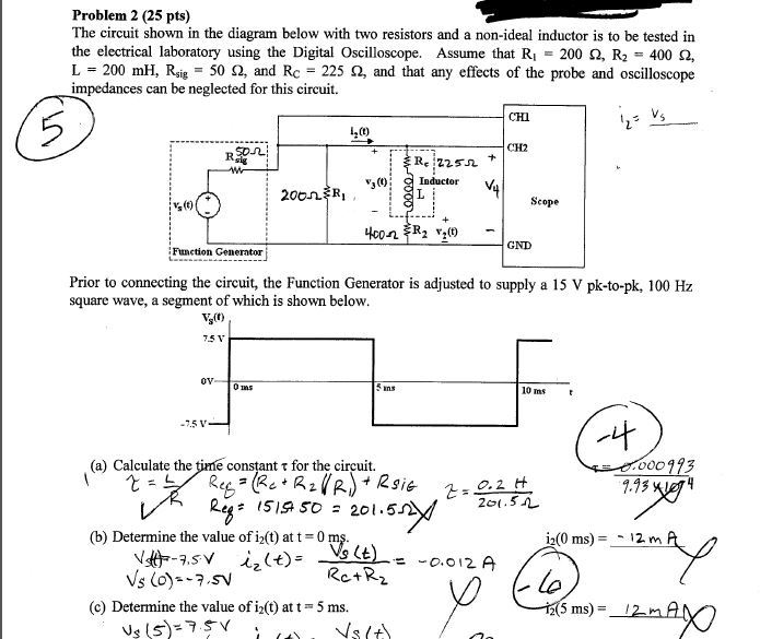 Solved Problem 2 (25 pts) The circuit shown in the diagram | Chegg.com