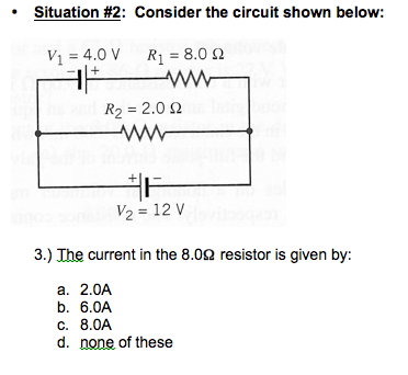 Solved Situation #2: Consider the circuit shown below: V1 = | Chegg.com