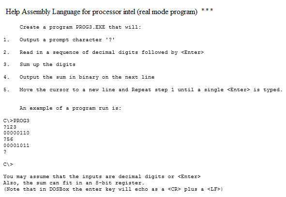 Solved Help Assembly Language for processor intel (real mode | Chegg.com