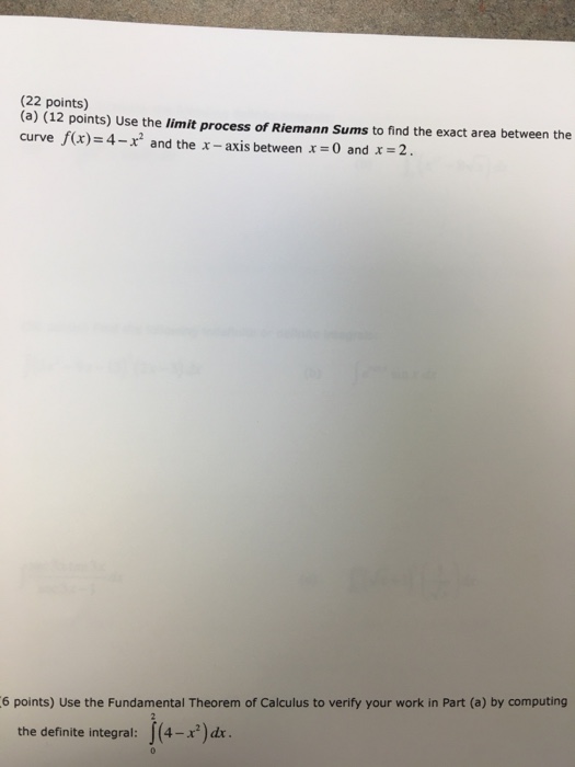 Solved Use the limit process of Riemann sums to the exact | Chegg.com