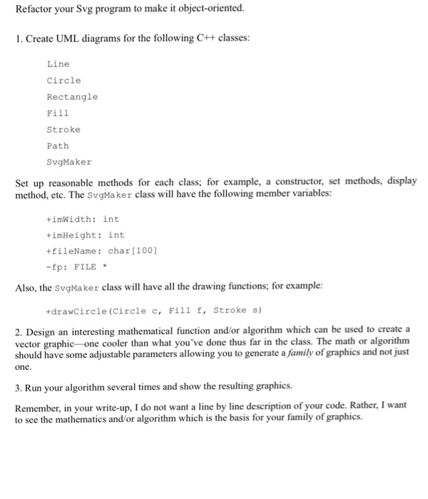 Solved Refactor your Svg program to make it object-oriented. | Chegg.com