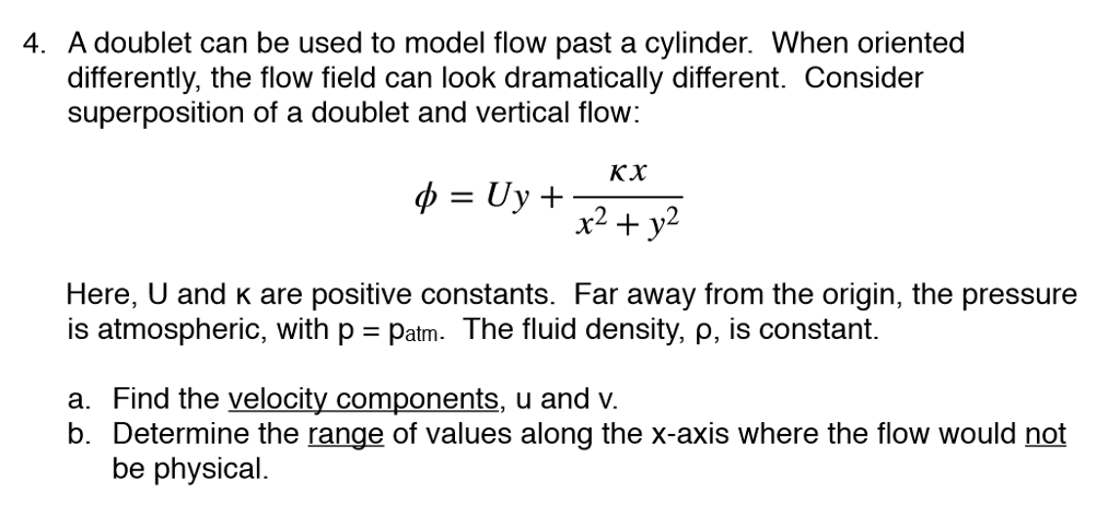 Solved 4. A doublet can be used to model flow past a | Chegg.com