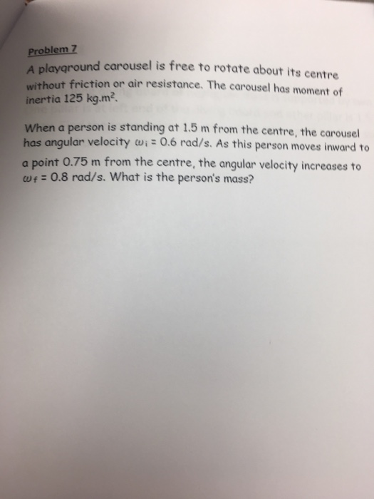 Solved A playground carousel is free to rotate about Its | Chegg.com