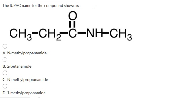 Solved The IUPAC name for the compound shown is | Chegg.com