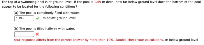 Solved The top of a swimming pool is at ground level. If the | Chegg.com