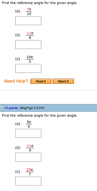 Solved Find the reference angle for the given angle. 7 (a) | Chegg.com