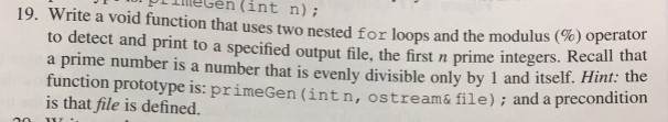 Solved Pl Tilegen Int N Write A Void Function That Uses