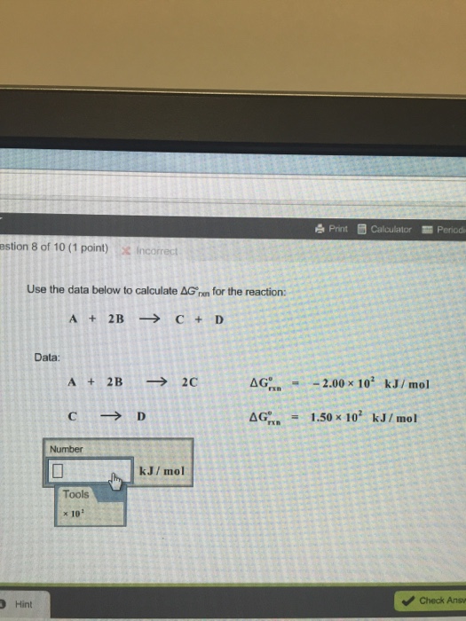 Solved Use the data below to calculate delta G degree r | Chegg.com