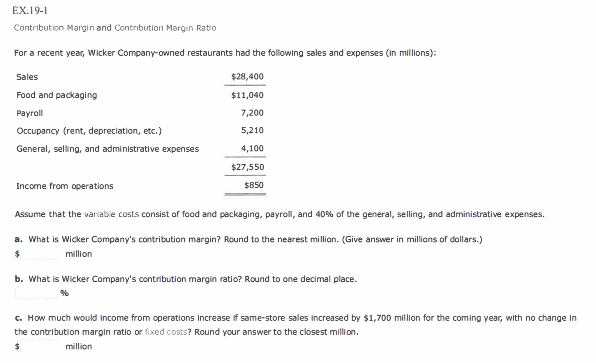 Solved Contribution Margin and Contribution Margin Ratio | Chegg.com