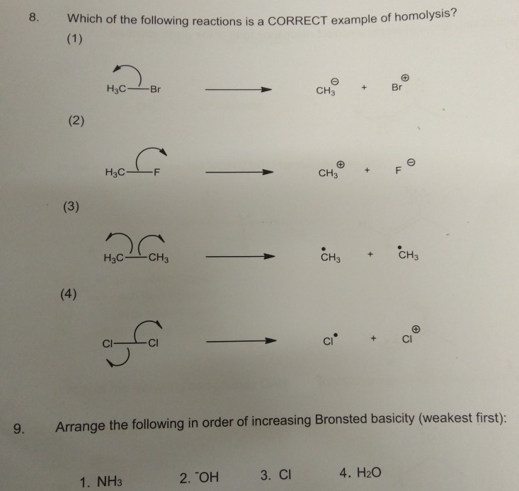 Solved 8. Which of the following reactions is a CORRECT | Chegg.com