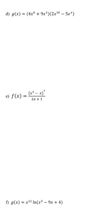 Solved Find the derivative of g(x) = (4x^6 + 9x^2)(2x^10 - | Chegg.com