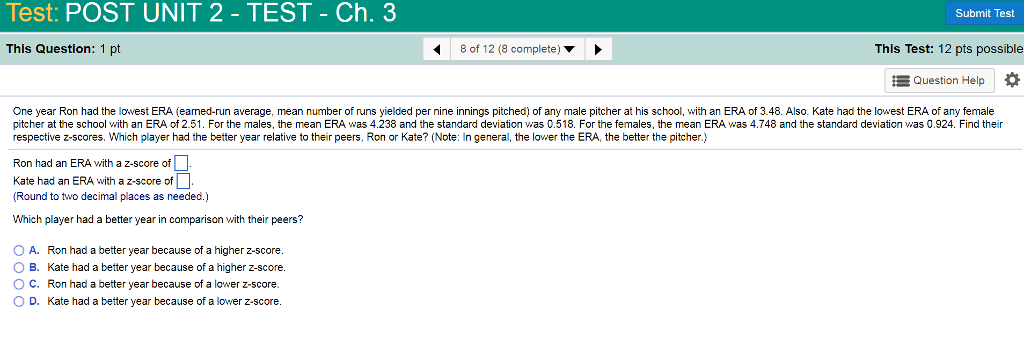 Solved Test: POST UNIT 2 - TEST - Ch. 3 Submit Test This | Chegg.com