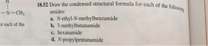Solved Draw the condensed structural formula for each of the | Chegg.com