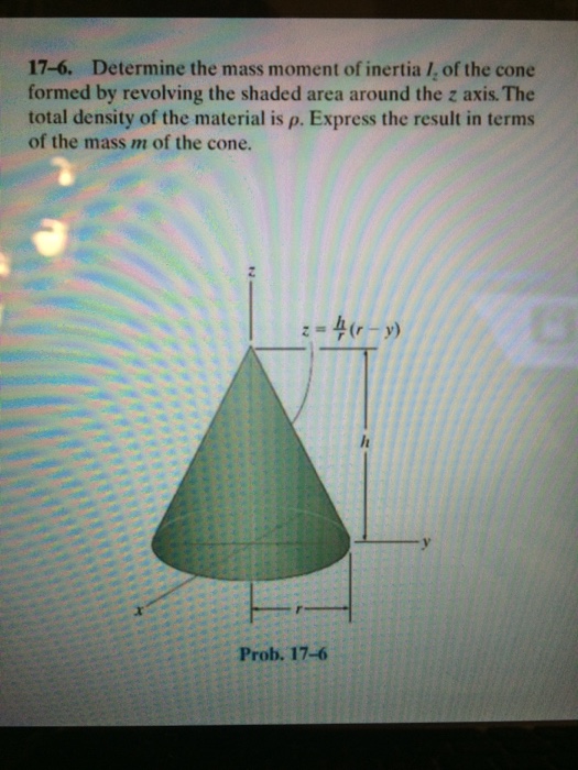 Solved Determine the mass moment of inertia Iz of the cone | Chegg.com