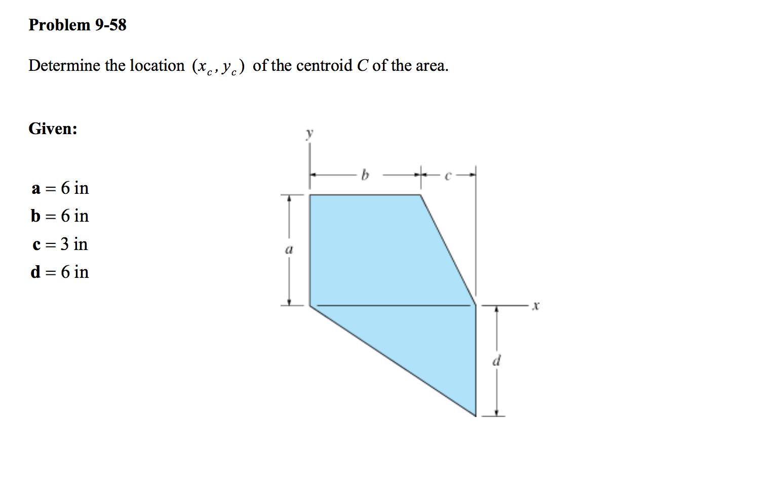 Solved Determine the location (xc , yc ) of the centroid C | Chegg.com