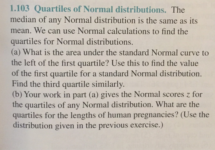 Solved Quartiles of Normal distributions. The median of any | Chegg.com