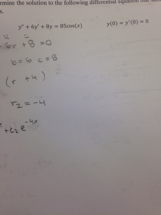 Solved Determine the solution to the following differential | Chegg.com