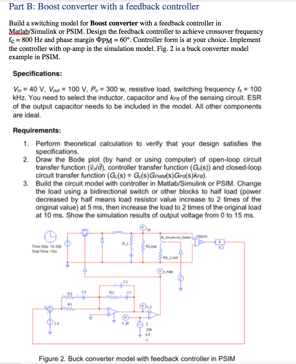 Build a switching model for Boost converter with a | Chegg.com