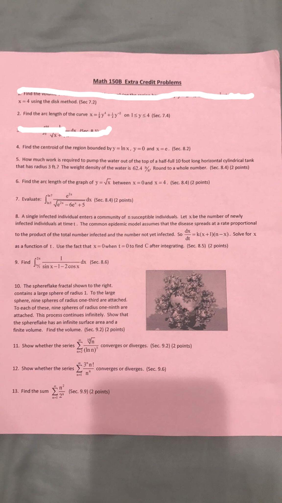 Solved Math 150B Extra Credit Problems Find the x- 4 using | Chegg.com