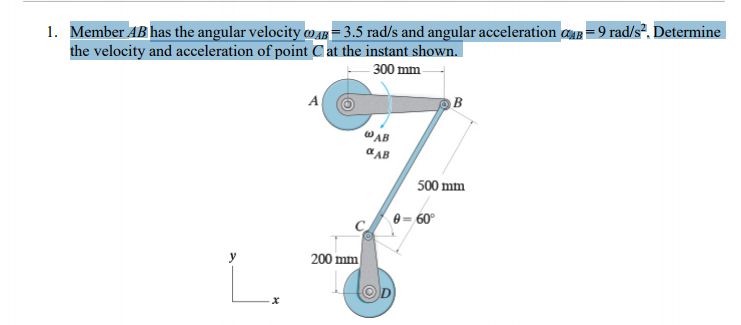 Solved Member AB has the angular velocity ωAB = 3.5 rad/s | Chegg.com Solved Member AB has the angular velocity ωAB = 3.5 rad/s | Chegg.com