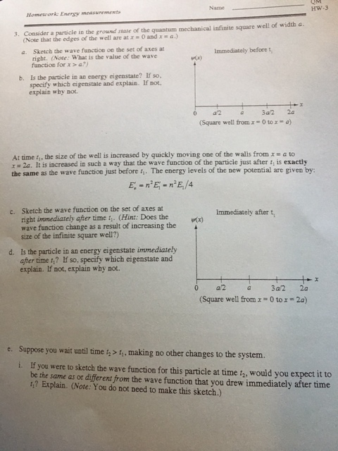 Solved Hw-3 Homework Energy measurements Consider a particle | Chegg.com