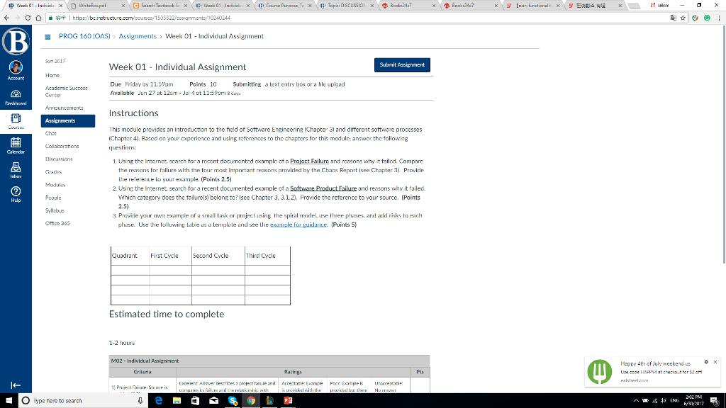 Solved C ǜ 蘺安수 I https:/ . PROG 160 (OAS) > Assignments ) | Chegg.com