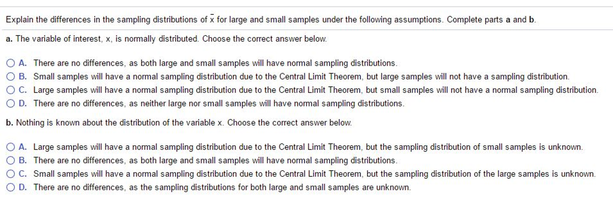Solved Explain the differences in the sampling distributions | Chegg.com