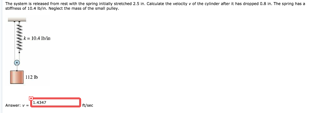 Solved The system is released from rest with the spring | Chegg.com