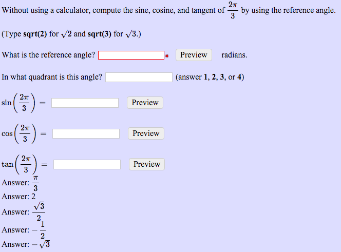 Solved Without using a calculator, compute the sine, cosine, | Chegg.com