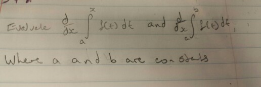 Solved Evaluate d/dx integral a to x f(t) dt and d/dx | Chegg.com