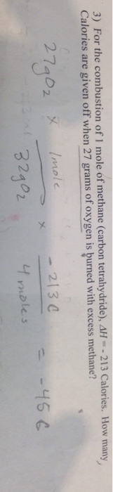 Solved 3) For the combustion of 1 mole of methane (carbon | Chegg.com