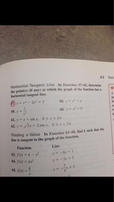 Solved Horizontal Tangent Line In Exercise 57-62, determine | Chegg.com