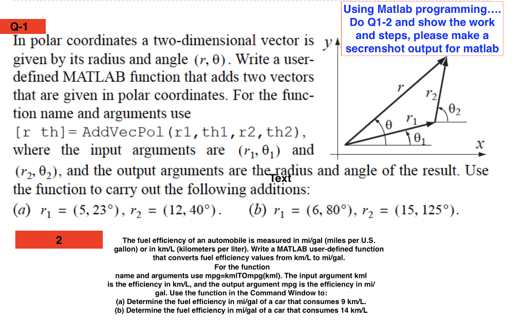 Solved In Polar Coordinates A Two Dimensional Vector Is 4232