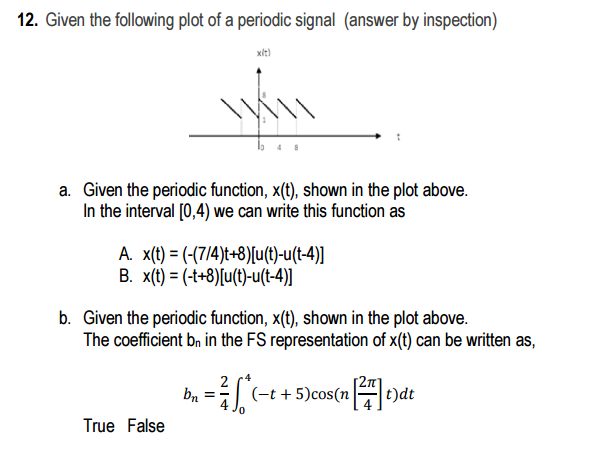 Solved Given the following plot of a periodic signal (answer | Chegg.com