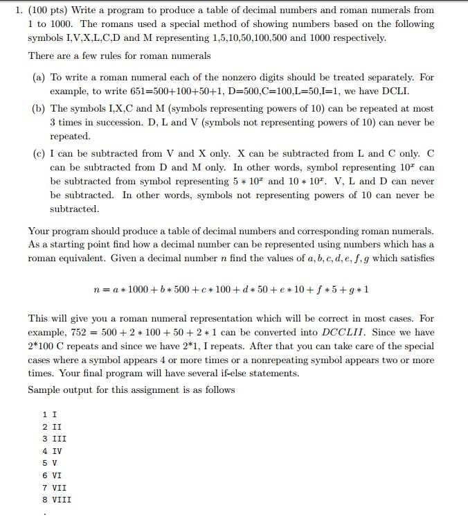 Solved Write a program to produce a table of decimal numbers | Chegg.com