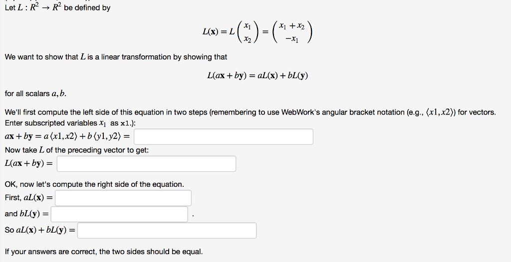 Solved Let L: R^2 rightarrow R^2 be defined by L(x) = L(x_1 | Chegg.com