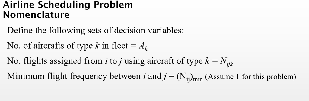 Optimization Airline Scheduling Problem flights to | Chegg.com