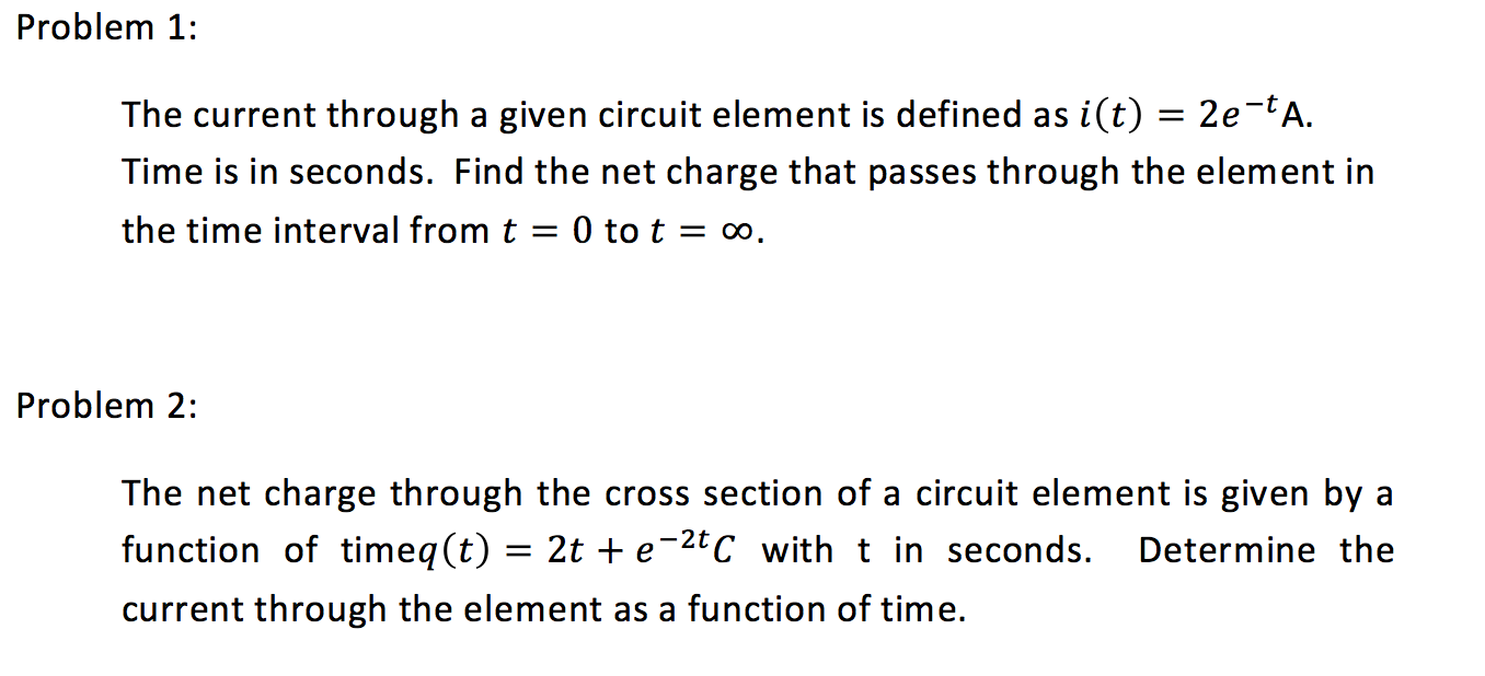 Solved The current through a given circuit element is | Chegg.com